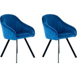Stuhl Kayoom, B:56cm H:86cm T:59cm, blau, Sitz: Stoffbezug aus 100% Polyester / Gestell: 100% Eisen, Esszimmer, Stühle, "Jodie 125 2er-Set,