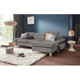 Ecksofa, B:292cm H:98cm T:167cm, grau, exxpo - SOFA FASHION, Luxus-Kunstleder;Webstoff (100% Polyester);Webvelours (100% Polyester), Wohnzimmer,