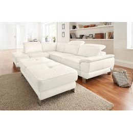 Ecksofa, B:270cm H:94cm T:104cm, weiß, exxpo - SOFA FASHION, Kunstleder SOFTLUX;NaturLEDER (echtes Rindsleder) in Sitz und Rücken. Korpus in