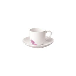 Villeroy & Boch VILLEROY & BOCH Tasse "Espressotasse mit Untertasse Rose Garden 70 ml weiß", weiß, Trinkgefäße