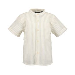 Blue Seven Jungen Kurzarmhemd, beige, Gr. 110, gestreift, Web, Obermaterial: 90% Baumwolle, 10% Leinen, Hemden, im dezenten Streifen-Look