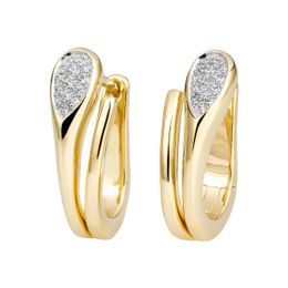 Jobo Damen Paar Creolen "Ohrringe Goldohrringe", SI = kleine Einschl&uuml;sse, Diamanten Gelbgold 585gelbgold 585, Diamanten, Gelbgold 585, Ohrringe