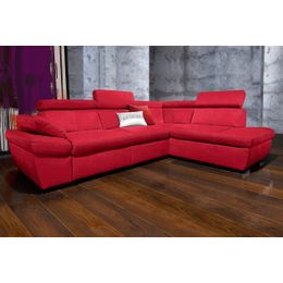 Ecksofa, B:268cm H:77cm T:204cm, rot, exxpo - SOFA FASHION, NaturLeder;Primabelle-Microfaser (100% Polyester);Luxus-Kunstleder, Wohnzimmer, Sofas,