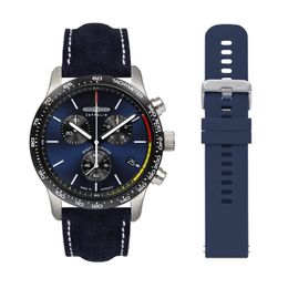 Zeppelin Herren Chronograph "Night Cruise", blau, Armbanduhren, Quarzuhr, Armbanduhr, Herrenuhr, Made in Germany, Lederarmband