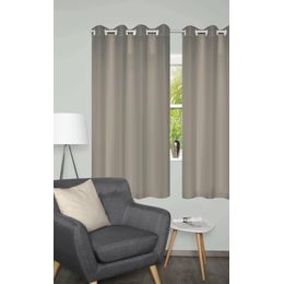 Vorhang HOME BASICS, B:135cm H:175cmstein, Polyester, Wohnzimmer, Gardinen, "BENOGA 2er SET", SET, Ösenschal, Uni, Dekostruktur