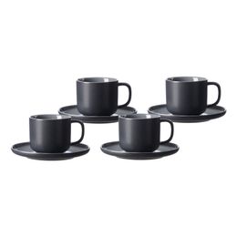 Ritzenhoff & Breker Tasse "Kaffeetassen mit Untertassen Jasper 240 ml 4er Set", schwarz, RITZENHOFF & BREKER, Trinkgefäße