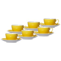 Ritzenhoff & Breker Tasse "Kaffeetassen mit Untertassen Doppio 200 ml 6er Set", gelb, RITZENHOFF & BREKER, Trinkgefäße