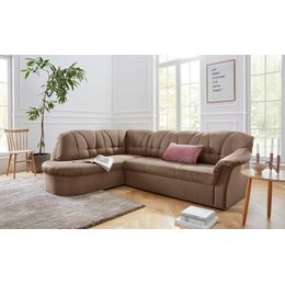 Ecksofa DOMO collection, B:246cm H:82cm T:180cm, braun, 100% Polyester, Wohnzimmer, Sofas, "Pegnitz, zeitlose und elegante R&uuml;ckensteppung, Breite