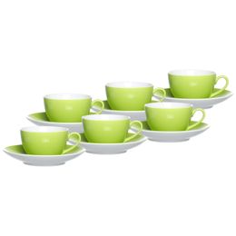 Ritzenhoff & Breker Tasse "Kaffeetassen mit Untertassen Doppio 200 ml 6er Set", grün, RITZENHOFF & BREKER, Trinkgefäße