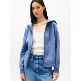 Tommy Jeans Damen Sweatjacke "TJW REG S FLAG ZIP THRU", blau, Gr. XS, unifarben, Sweatware, Obermaterial: 80% Baumwolle, 20% Polyester, Sweatjacken,