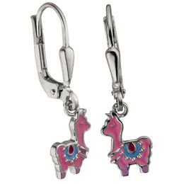 Jobo Jungen Paar Ohrh&auml;nger "Ohrringe Kinderohrringe Lama pink 24 mm", Silber 925 (Sterlingsilber)rosa, Silber 925 (Sterlingsilber), Ohrringe, 925