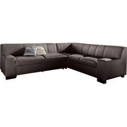 Ecksofa DOMO collection, B:247cm H:74cm T:212cm, braun, Microfaser PRIMABELLE (100% Polyester);Kunstleder SOFTLUX;Struktur (90% Polyester, 10%