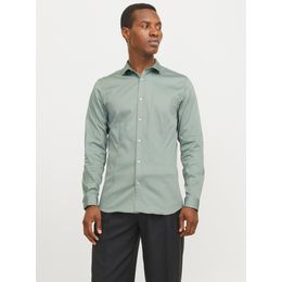 Jack & Jones JACK & JONES Herren Langarmhemd "JJPRPARMA SHIRT L/S NOOS", gr&uuml;n, Gr. XS, unifarben, Web, Obermaterial: 98% Baumwolle, 2% Elasthan, Hemden, mit