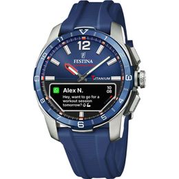 Festina Herren Smartwatch "Connected D", blau, Smartwatches, Armbanduhr, Herrenuhr, Titan, Silikonarmband