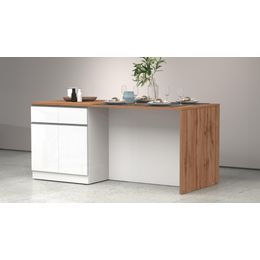 K&uuml;cheninsel KOCHSTATION, B:200cm H:90cm T:90cm, wei&szlig;, Komplettk&uuml;chen-Sets, "Sole,Kochinsel,K&uuml;chenarbeitsblock,Inselk&uuml;che,Arbeitsinsel", Breite 200 cm