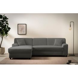 Ecksofa DOMO collection, B:241cm H:79cm T:146cm, grau, 100% Polyester, Wohnzimmer, Sofas, "Turah 2, Cord oder Luxus-Microfaser, mit Federkern, mit