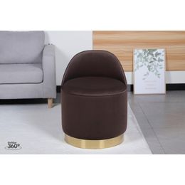 Sessel Kayoom, B:52cm H:68cm T:52cm, braun, Korpus: MDF / Bezug: 100% Polyester / Sockel: Edelstahl, Wohnzimmer, Sessel, "Drehhocker Viktor
