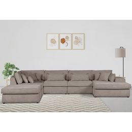 Wohnlandschaft OTTO HOME, B:360cm H:75cm T:260cm, grau, Baumwollmix (60% Baumwolle/40% Leinen);Struktur fein (100% Polyester);Samtoptik (100%