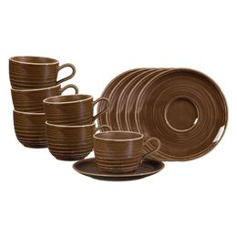 Seltmann Weiden Tasse "Kaffeetassen mit Untertassen Terra 260 ml 6er Set", 12 tlg., braun, Trinkgef&auml;&szlig;e
