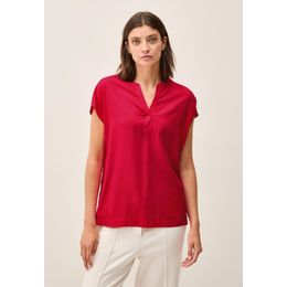 Cecil Damen Kurzarmbluse, rot, Gr. XS, unifarben, Web, Obermaterial: 100% Viskose, Blusen, mit geschlitztem Ausschnitt