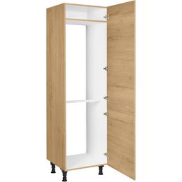 K&uuml;hlmodul Nobilia, B:60cm H:216,6cm T:58,3cm, braun, Schr&auml;nke, ""Structura", f&uuml;r ein K&uuml;hl- und Gefrierschrank, Ausrichtung w&auml;hlbar", vormontiert,