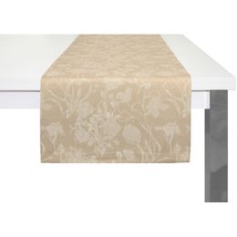 Tischl&auml;ufer Adam, B:50cm L:150cm, beige, Bio-Baumwolle, Tischdecken, "Flower Cuv&eacute;e Light"