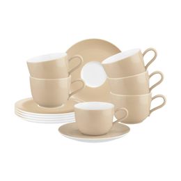 Seltmann Weiden Tasse "Kaffeetassen mit Untertassen Liberty Pure Colors 260 ml 6er Set", 12 tlg., beige, Trinkgefäße
