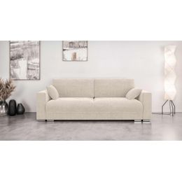 3-Sitzer Home Affaire, B:229cm H:87cm T:97cm, beige, 100% Polyester, Sofas, "Stevinson Schlafsofa mit Bettkasten, Ma&szlig;e B/H/T: 229/87/97 cm", mit
