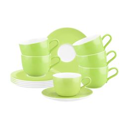 Seltmann Weiden Tasse "Kaffeetassen mit Untertassen Liberty Pure Colors 260 ml 6er Set", 12 tlg., grün, Trinkgefäße