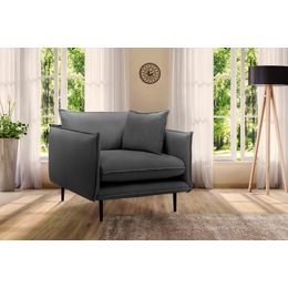 1,5-Sitzer Home Affaire, B:107cm H:88cm T:103cm, grau, Struktur fein (100% Polyester);Filzoptik (100% Polester), Sofas, "Somba", mit dickem Keder und