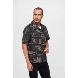 Brandit Herren Langarmhemd "Brandit Herren US Shirt Ripstop shortsleeve"schwarz camo, Gr. 5XL, unifarben, 80% Polyester, 20% Baumwolle, Hemden