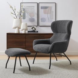Sessel Salesfever, B:79cm H:103cm T:82cm, schwarz, Teddyfell (100% Polyester), Metall, Wohnzimmer, Sessel, "Orlando Bequemer Sessel zum Entspannen",