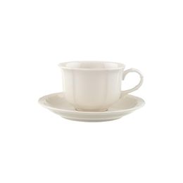 Villeroy & Boch VILLEROY & BOCH Tasse "Teetasse mit Untertasse Manoir 130 ml weiß", weiß, Trinkgefäße