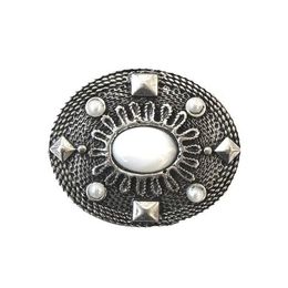 Damen G&uuml;rtelschnalle, silber, RETTUNGSRING G&Uuml;RTEL, Obermaterial: 100% Metall, G&uuml;rtel, Wechselschnalle &raquo;Oval Mit Wei&szlig;em Stein&laquo;
