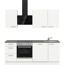 K&uuml;chenzeile Nobilia, B:210,3cm H:216,6cm T:60cm, wei&szlig;, Komplettk&uuml;chen-Sets, ""Touch II"", vormontiert, Ausrichtung w&auml;hlbar, Breite 210 cm, wahlw. mit