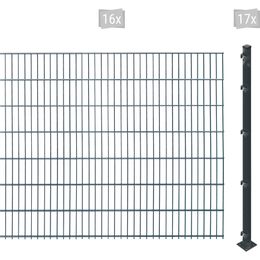 Arvotec Doppelstabmattenzaun "ESSENTIAL 143 zum Aufschrauben", H/L: 143cm x 32m, Pfosten: 17 Stk., grau, Zaunelemente, Zaunh&ouml;he 143 cm, Zaunl&auml;nge 2 -
