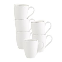 Villeroy & Boch VILLEROY & BOCH Tasse "Becher mit Henkel Anmut Platinum No. 1 300 ml 6er Set weiß", weiß, Trinkgefäße