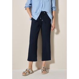 Cecil Damen Stoffhose "Style Neele", blau, Gr. M, unifarben, Web, Obermaterial: 70% Viskose, 30% Polyamid, Hosen, im Loose Fit, Stukturhose