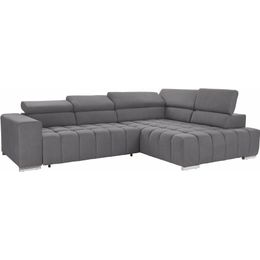Ecksofa, B:307cm H:94cm T:201cm, grau, exxpo - SOFA FASHION, Struktur ( 100% Polyester), Wohnzimmer, Sofas, "Elias, aktuelle Kreuzsteppung im Sitz,