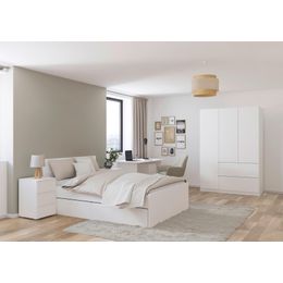 Jugendzimmer-Set Rauch "Komplettzimmer Schlafzimmer-Set (5-St.) Jugendzimmer-Set JOEL", alpinweiß, PREMIUM + ohne Matratze, B/H: 140cm x 200cm, PREMIUM, Holzwerkstoff, Schlafzimmermöbel-Sets