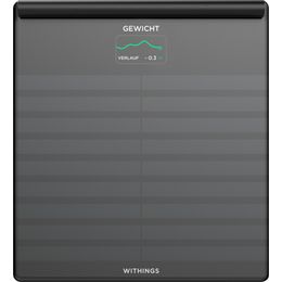 Withings Kinder Personenwaage "Body Scan", schwarz, Glas, B:32,5cm H:2,56cm T:32,5cm, Personenwaagen, mit integriertem 6-Kanal-Elektrokardiogramm