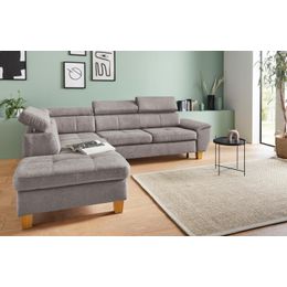 Ecksofa, B:266cm H:79cm T:232cm, grau, exxpo - SOFA FASHION, Luxus-Microfaser Vintageoptik (100% Polyester);Webvelours (92% Polyester, 8% Nylon),
