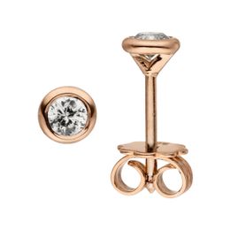 Jobo Damen Paar Ohrstecker "Solit&auml;r", 4,8mm, SI = kleine Einschl&uuml;sse, Diamanten Ros&eacute;gold 585, rosa, Diamanten, Ros&eacute;gold 585, Ohrringe, rund 585