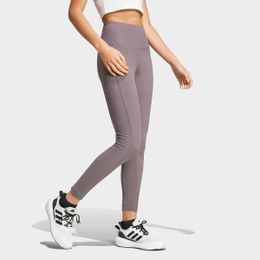 Damen Trainingstights "W LNG RIB LEG", grau, Gr. L, adidas Sportswear, Obermaterial: 45% Baumwolle, 45% Viskose, 10% Elasthan, Hosen