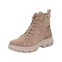 Legero Damen Schnürstiefelette "Legero Stiefelette Veloursleder", Gr. 37, beige, Veloursleder, Schuhe