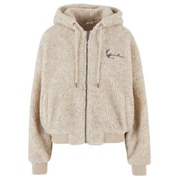 Karl Kani Damen Sweatjacke "Karl Kani Damen KK Metal Signature Teddy Full Zip"cream, Gr. XXS, unifarben, 100% Polyester (Recycelt), Sweatjacken