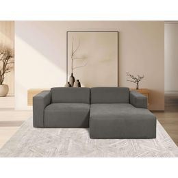 Ecksofa OTTO HOME, B:222cm H:73cm T:154cm, grau, 100% Polyester, Wohnzimmer, Sofas, "Kelani", mit dekorativer Knopfsteppung an den Armlehnen