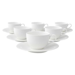 Villeroy & Boch VILLEROY & BOCH Tasse "Kaffeetassen mit Untertassen New Cottage Basic 150 ml 6er Set weiß", weiß, Trinkgefäße