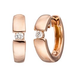Jobo Damen Paar Creolen "Ohrringe Ros&eacute;goldohrringe 13 mm", 13mm, SI = kleine Einschl&uuml;sse, Diamanten Ros&eacute;gold 585ros&eacute;gold 585, Diamanten, Ros&eacute;gold