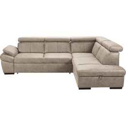 Ecksofa, B:268cm H:77cm T:204cm, beige, exxpo - SOFA FASHION, NaturLeder;Primabelle-Microfaser (100% Polyester);Luxus-Kunstleder, Wohnzimmer, Sofas,